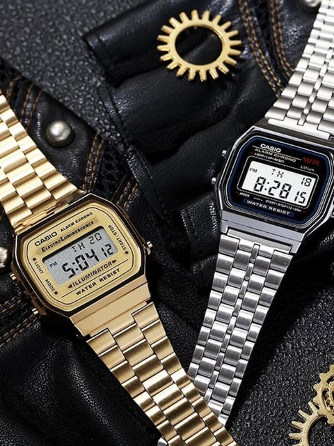CASIO Casio watch small square retro small gold watch men and women ...