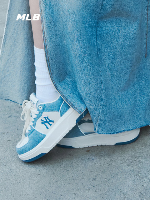 MLB official couple denim contrast color splicing low-top senior shoes ...