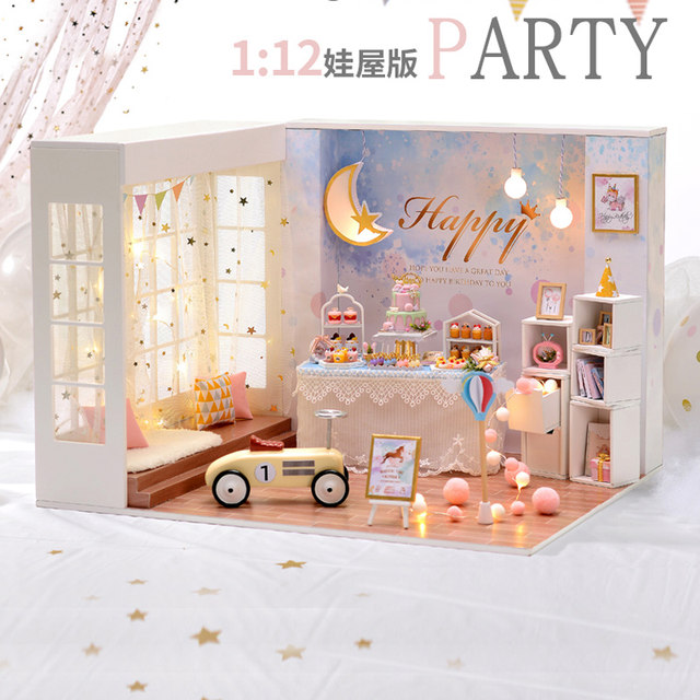Zhiquwu diy cabin 1:12 youth party handmade assembly model ob11 doll house birthday gift