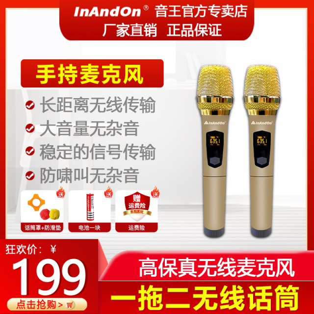 Inandon handheld wireless microphone 510 professional TV home karaoke ...