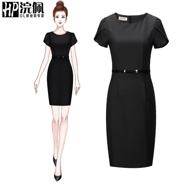 Commuter OL professional dress with large size temperament black work ...