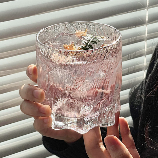 Glacier pattern glass water cup home transparent frosted high-end light ...