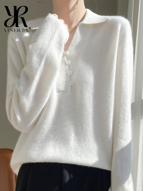 Yin'er wool sweater female 2024 autumn and winter new design sense ...