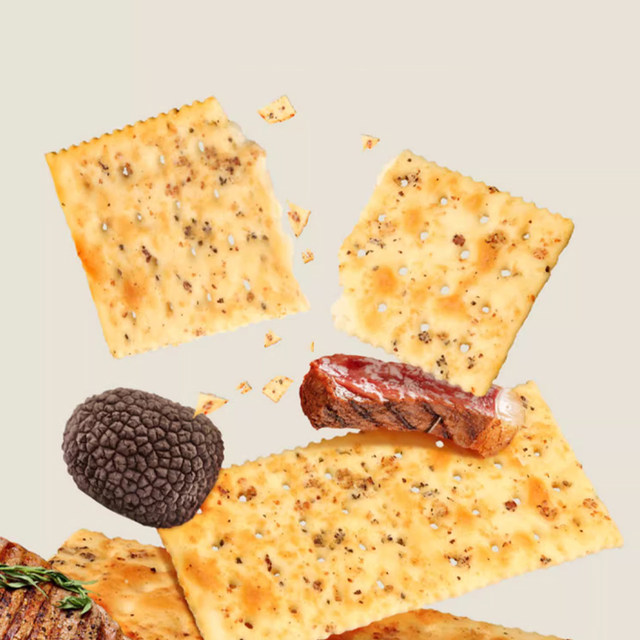 Black truffle ham soda crackers quinoa chia seed flavor snacks whole box