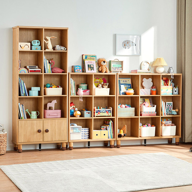 Children's bookcase storage cabinet floor-standing storage cabinet grid ...