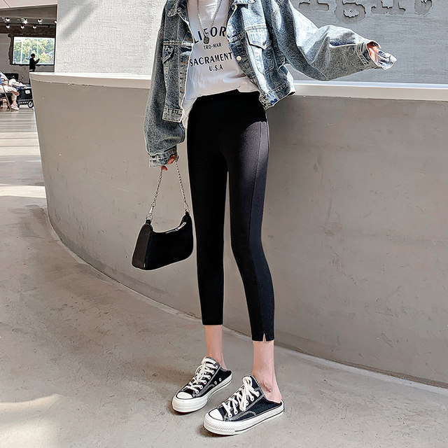 Magic leggings for women wearing spring and autumn high waist black small feet to make them look ...