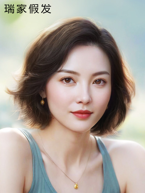 Ruijia wig full set female real hair short hair, natural wave head ...