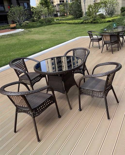 Balcony tea table and chair group gazebo outdoor table chair courtyard ...