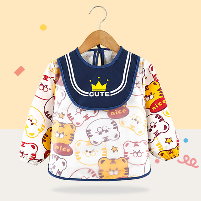 Children's smock waterproof and dirt-proof pure cotton female baby food ...
