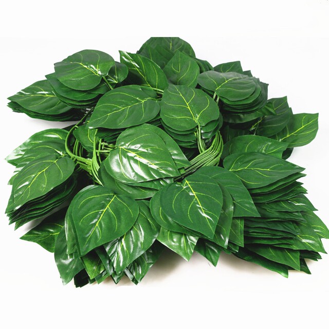 Fake leaves green simulation big leaf plastic plant decorations fake ...