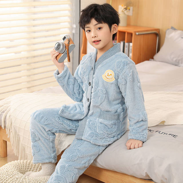Children's Autumn and Winter Flannel Pajamas Set for Boys and Girls ...