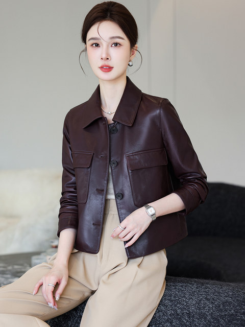 The new Haining leather leather clothing female short high -end ...
