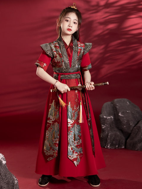 Girls Hanfu 2025 Summer Girls Martial Arts COS Mulan Performance ...