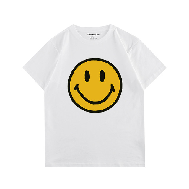 MushronCow smiley face niche design printed short-sleeved T-shirt ...