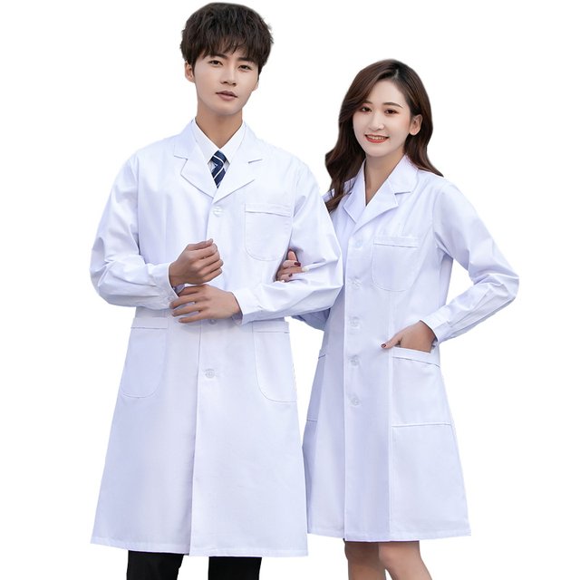 White coat, long-sleeved female doctor work clothes, short-sleeved ...
