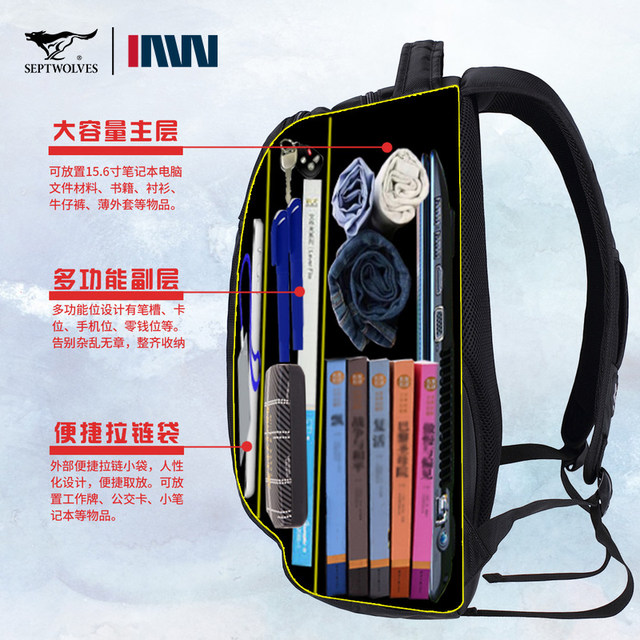 Septwolves Travel Backpack Large Capacity Backpack Men's 2024 New Men's ...