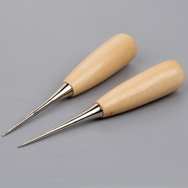 Diy handmade leather round hole solid wood handle drillable awl | Diy ...