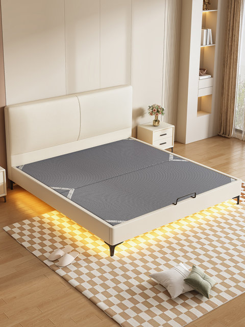 Full wood mute bed creamy wind style master bedroom double bed Qian ...