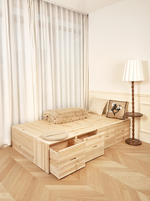 Tatami wooden boxes bed solid wood box storage bed free combination bed ...