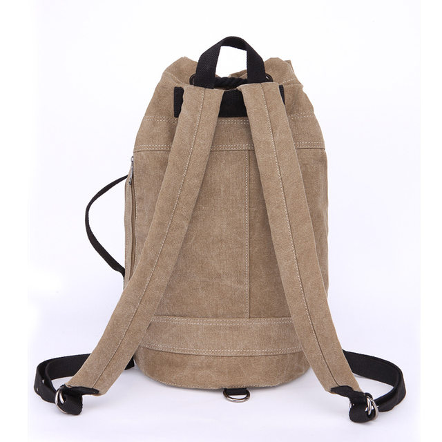 Casual Canvas Bag Bucket Bag Single Shoulder Backpack Dual-use Backpack ...