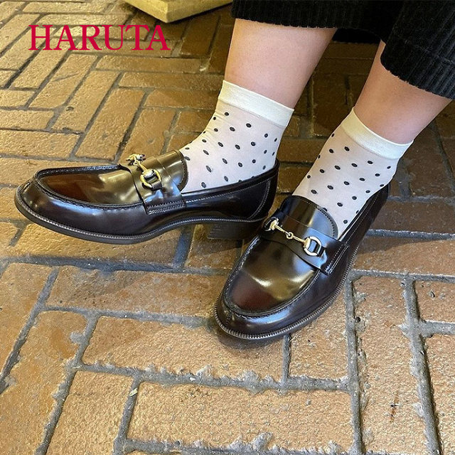 haruta Japanese all-match 239 low-heeled cowhide horse-mouthed small leather shoes JK uniform ...