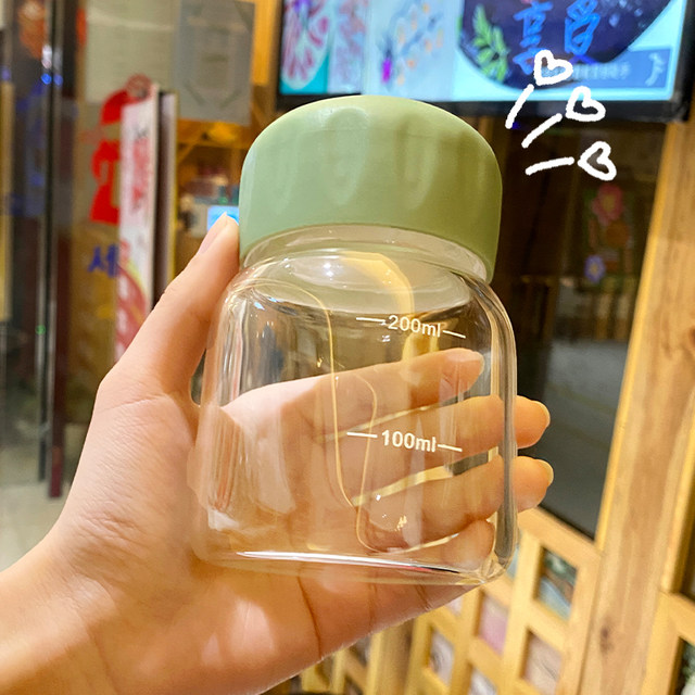 Glass cup Women with water cup high face value with lid, transparent ...