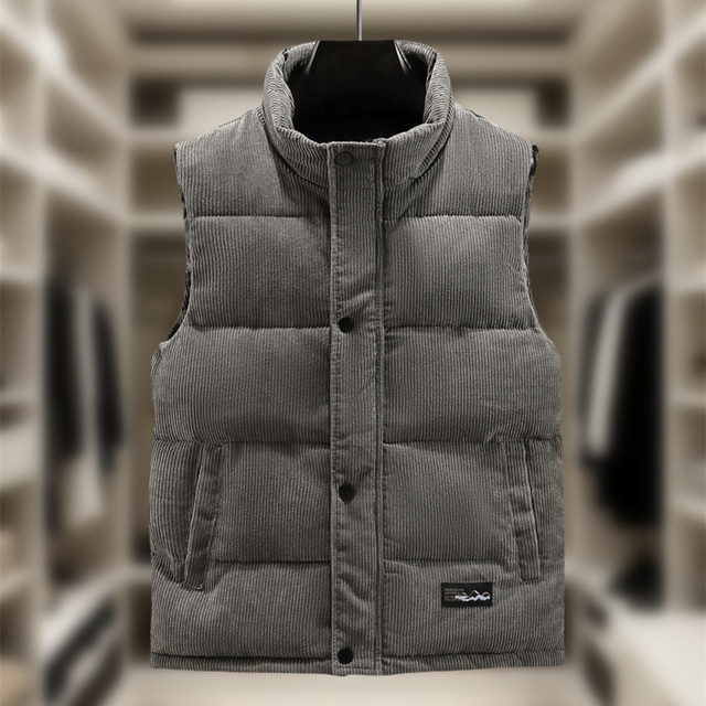 2025 New Corduroy Vest Men's Autumn and Winter Stand Collar Sleeveless Cotton Jacket Trendy ...