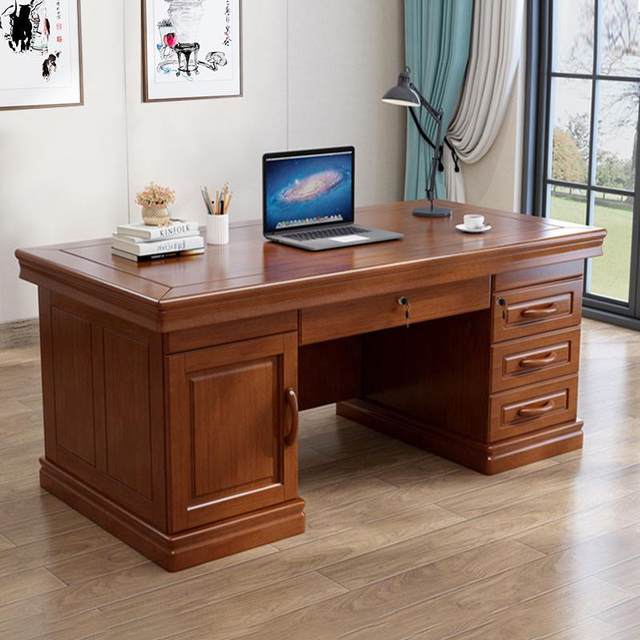Chinese-style solid wood office desk chair combination computer desk ...