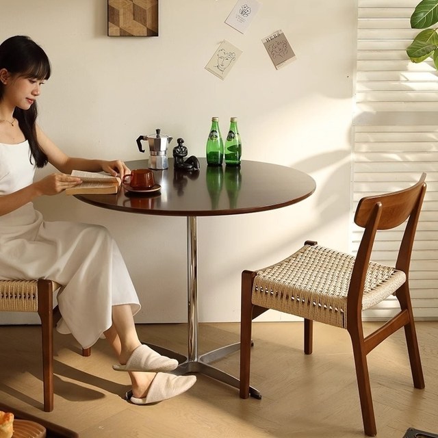 Baisi Yizhong Retro French Solid Wood Round Rice Dining Table Chair ...