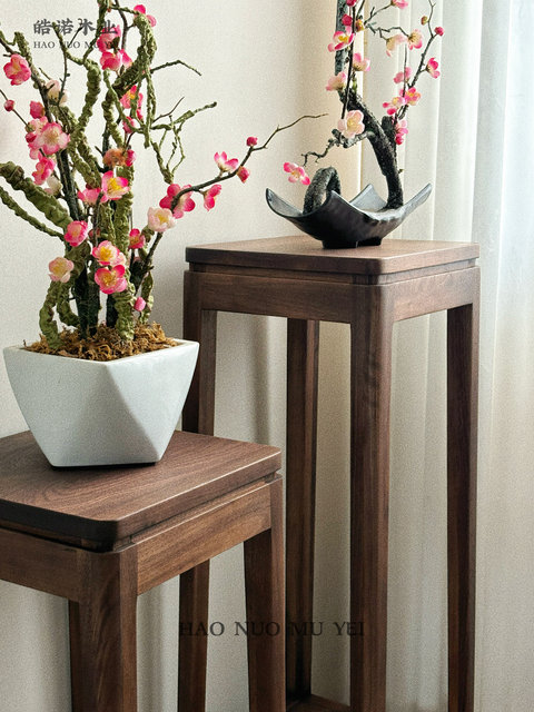 Black Walnut Solid Wood Waist-Shaped Flower Stand, Ming-Style Natural ...