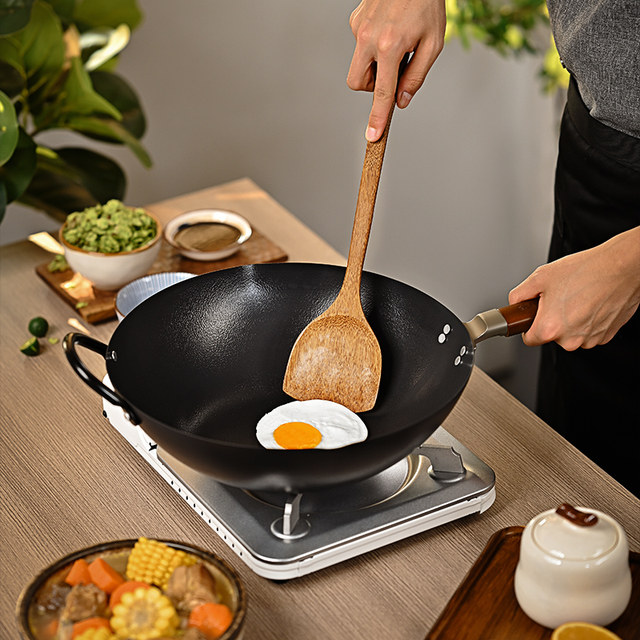 Kanda Japanese fiber pattern iron pot stir-fry uncoated wrought iron ...