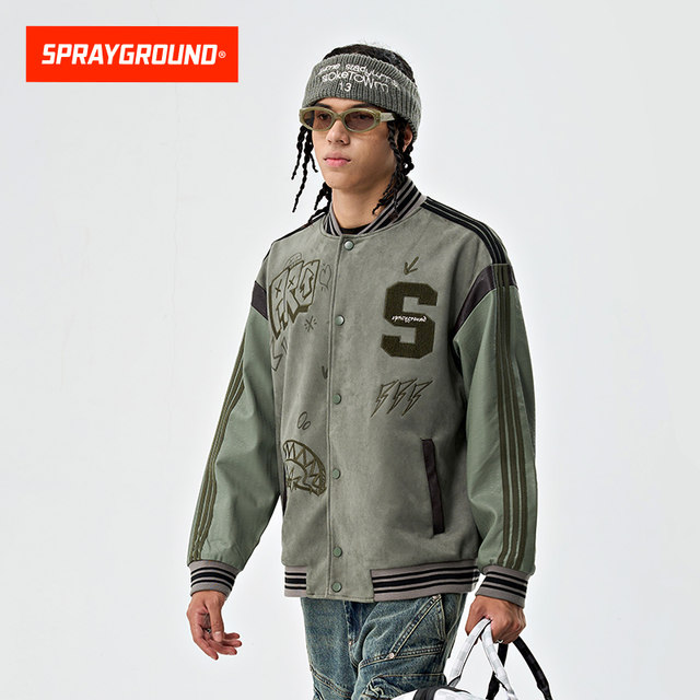 SprayGround autumn new suede embroidered baseball uniform men's ...