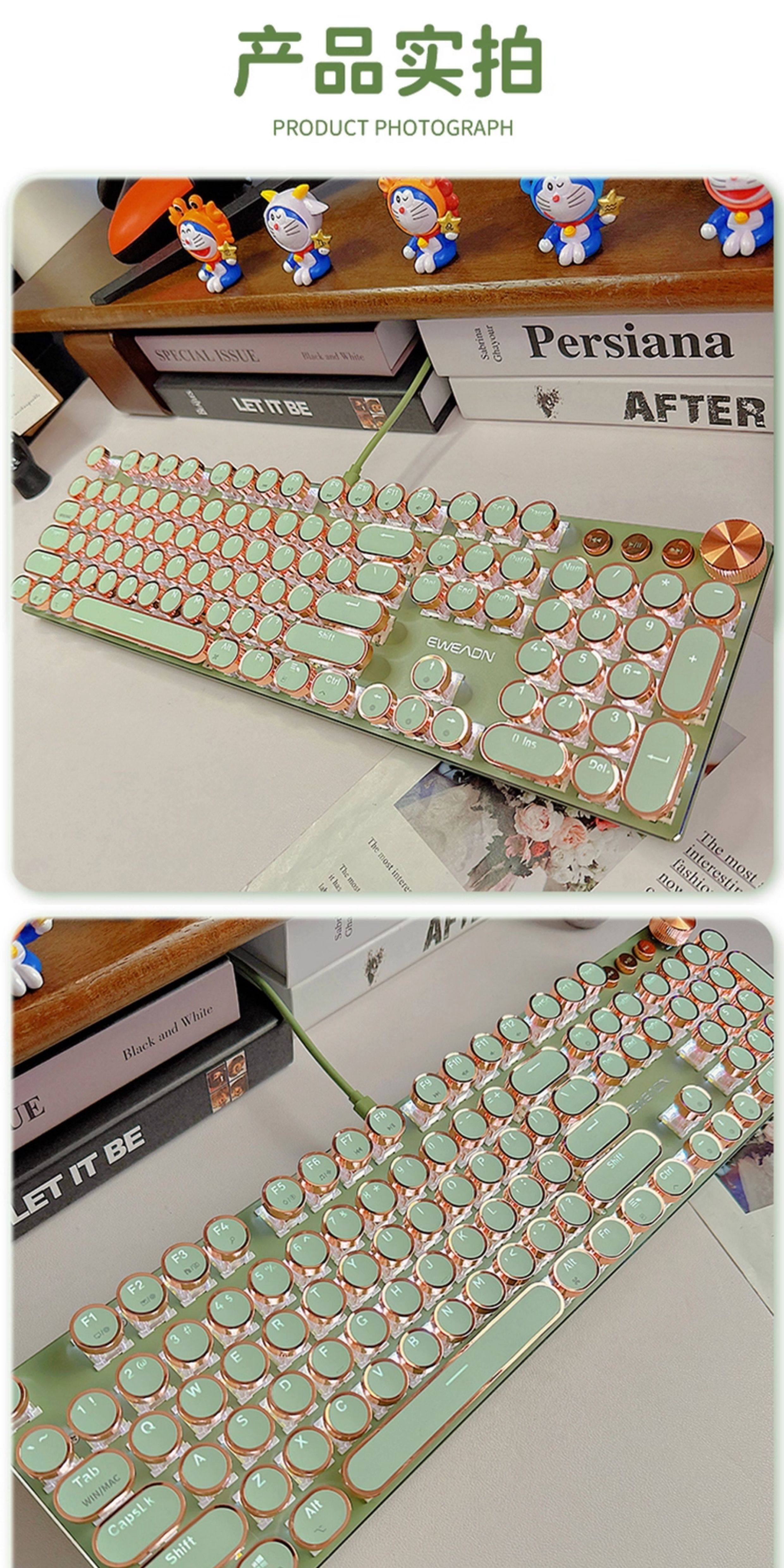 Forward V20 Mechanical Keyboard & Mouse Set - 104 Key USB Vintage Polka Dot