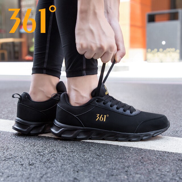 361 sports shoes men plus velvet cotton shoes black running shoes men's ...