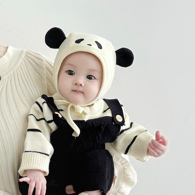 Baby hat autumn and winter, little moon age, cute super cute ear hat, winter new male and female ...