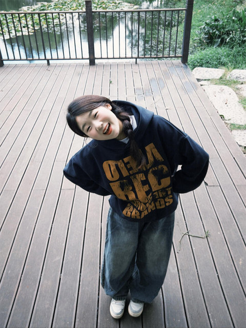 Guo Chao brand mottled printed American retro hooded sweater female ...