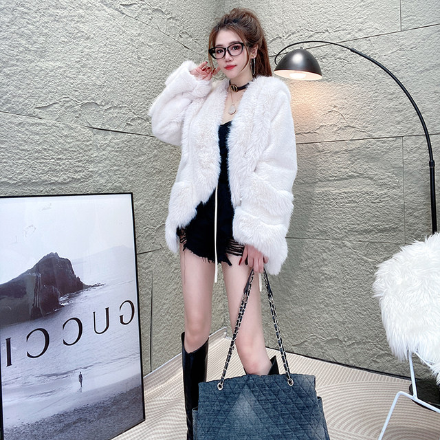 2024 autumn and winter new fur one-piece fox fur coat women's short ...