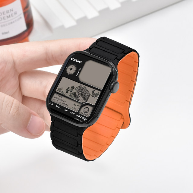 Suitable for applewatch three-strain magnetic liquid silicone strap S10 ...