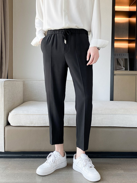 Men's casual trousers Hong Kong style boys loose tether suit pants ...