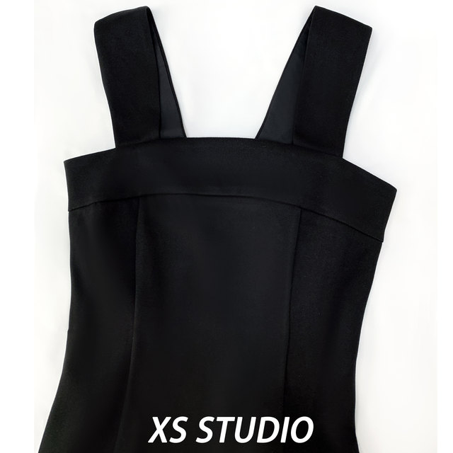 Fishtail skirt suspender dress 2024 spring and summer new suit Hepburn ...