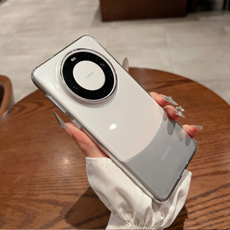 No yellow, transparent hard shell Huawei Mate60pro mobile phone case ...
