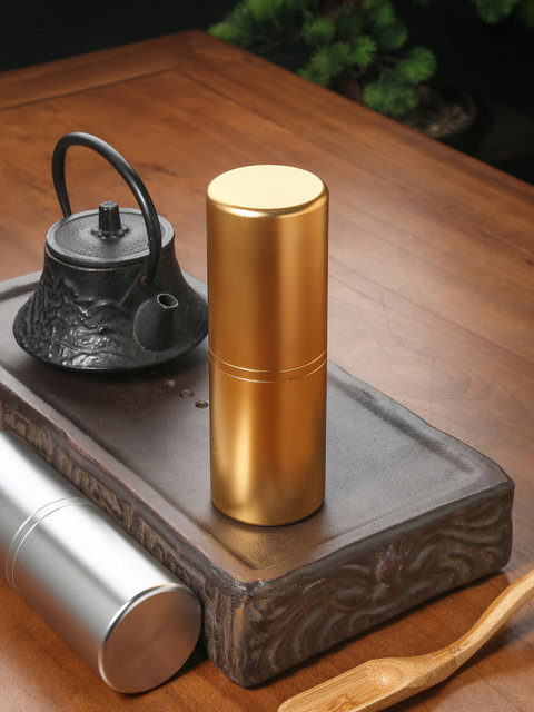 Aluminum alloy long portable portable mini small travel tea leaf tank ...