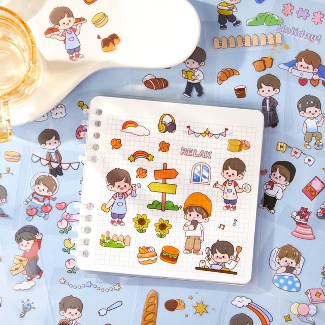 100 pieces of sunshine boy notebook sticker set cute cartoon notebook ...