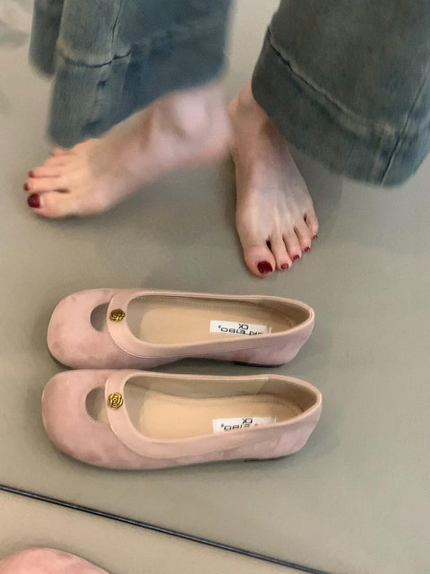 Sheepskin version! New Chinese style camellia ballet single shoes for ...