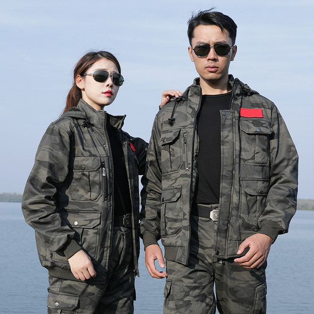 Genuine camouflage suit for men, pure cotton and velvet, new field ...