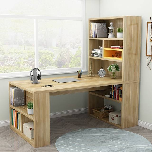 Desk and bookshelf integrated student bedroom corner computer home ...