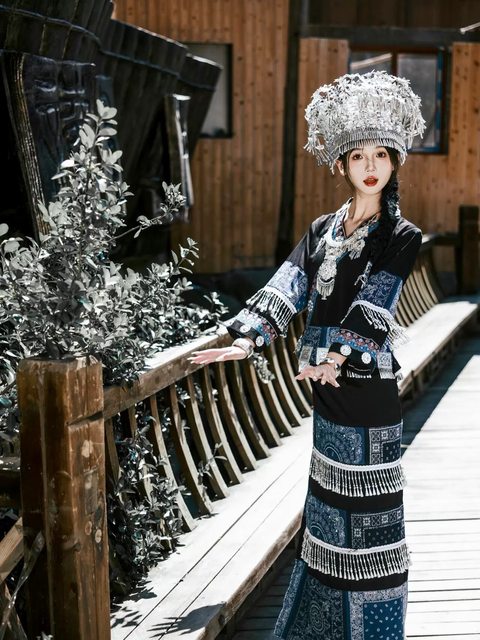 Miao batik clothing ethnic minority travel photography Miaojiang girl ...