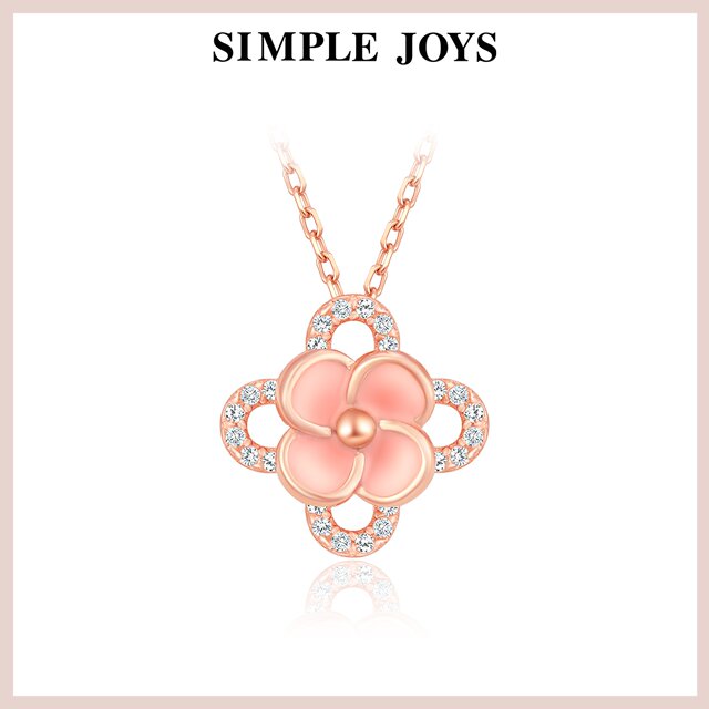SIMPLEJOYS Simple and Happy Four-leaf Crop Necklace Women's s925 Silver ...
