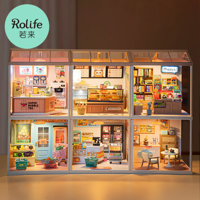 roliferuolai super world super store fruit shop assembled toys blind box display diy cabin gift