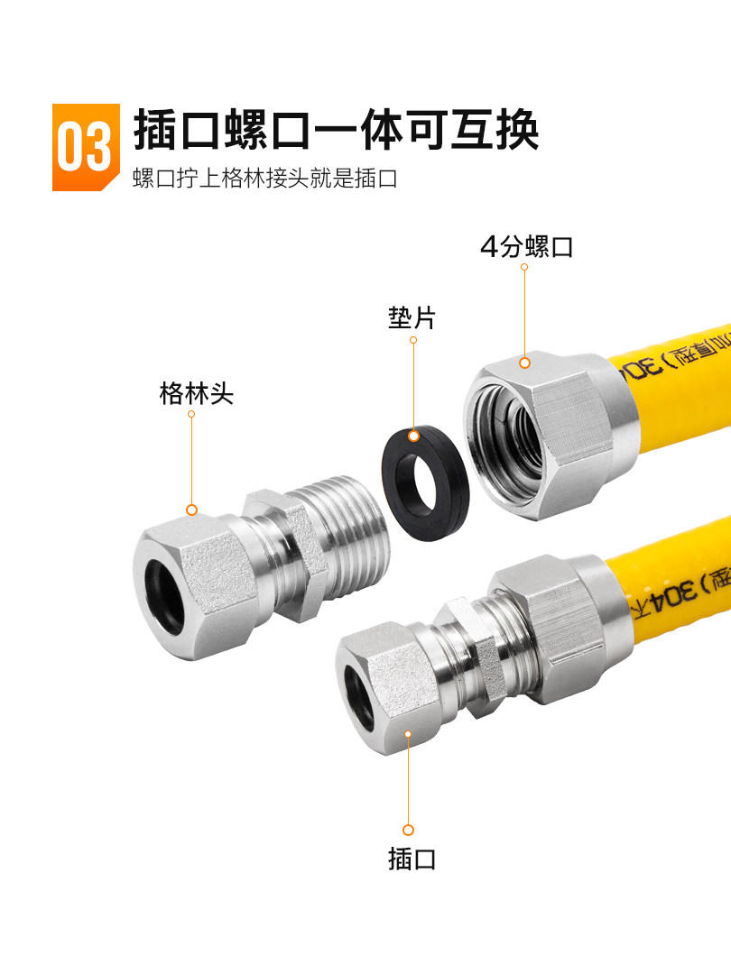Housekeeper Cat 304 Stainless Steel Gas Pipe - Detachable Joint ...